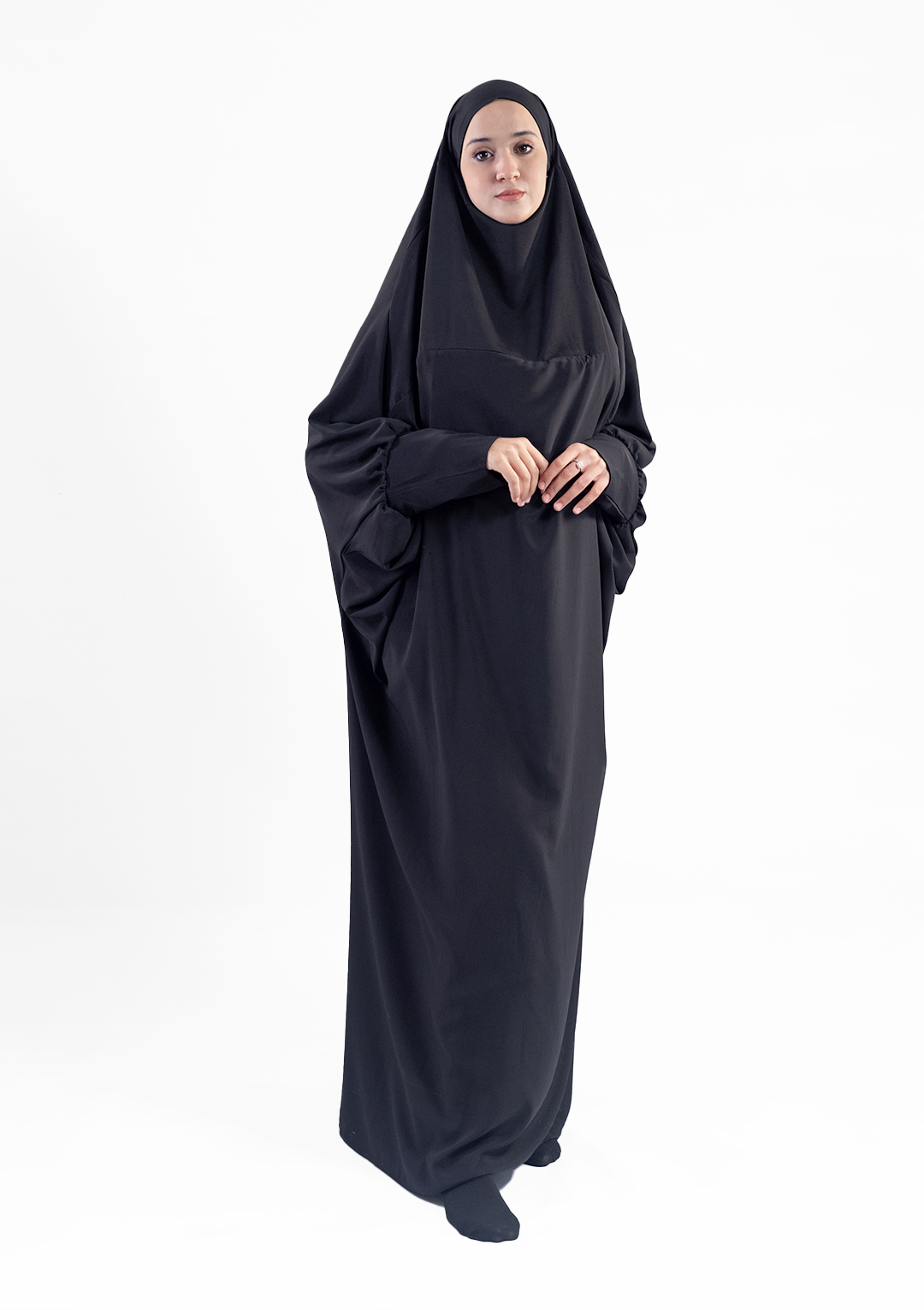 Abaya de Prière Large à Poche - Noir - Faracha
