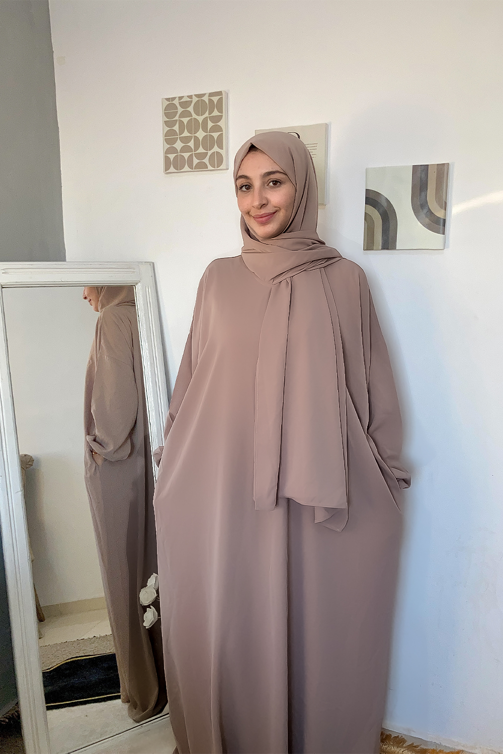 1 Piece Abaya avec foulard intégré - Faracha